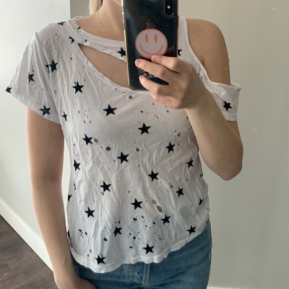 LNA | Tops | Lna Star Tshirt W Holes Cut Outs | Poshmark